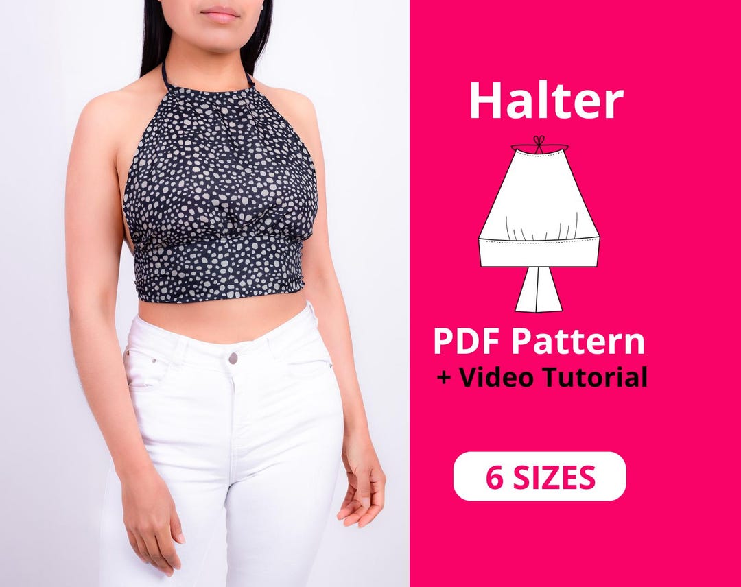 PDF Halter Crop Top Sewing Pattern | Crop Top Pattern | Amanda Halter ...