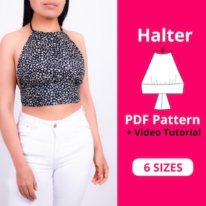 PDF Halter Crop Top Sewing Pattern | Crop Top Pattern | Amanda Halter ...