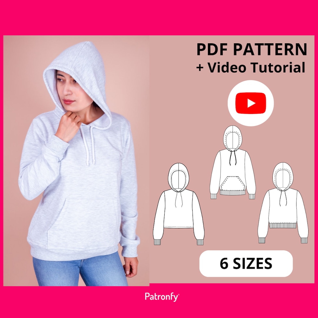 Hoodies Patterns PDF Sewing Pattern 3 Patterns Pattern Hoodie 3 Models ...