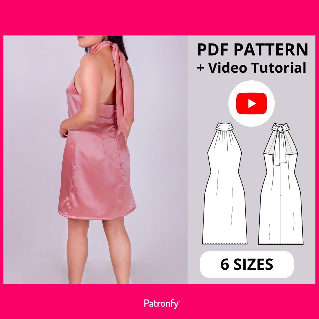 Regina Backless Halter Dress PDF Sewing Pattern Prom Dress Pattern 6 ...