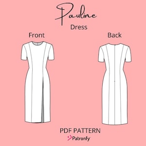 Pauline Split Dress Pdf Sewing Pattern Midi Dress Pattern With High
