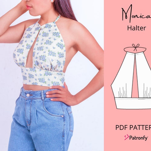 Halter Crop Top Sewing Pattern Bralette PDF Sewing Patterns - Etsy