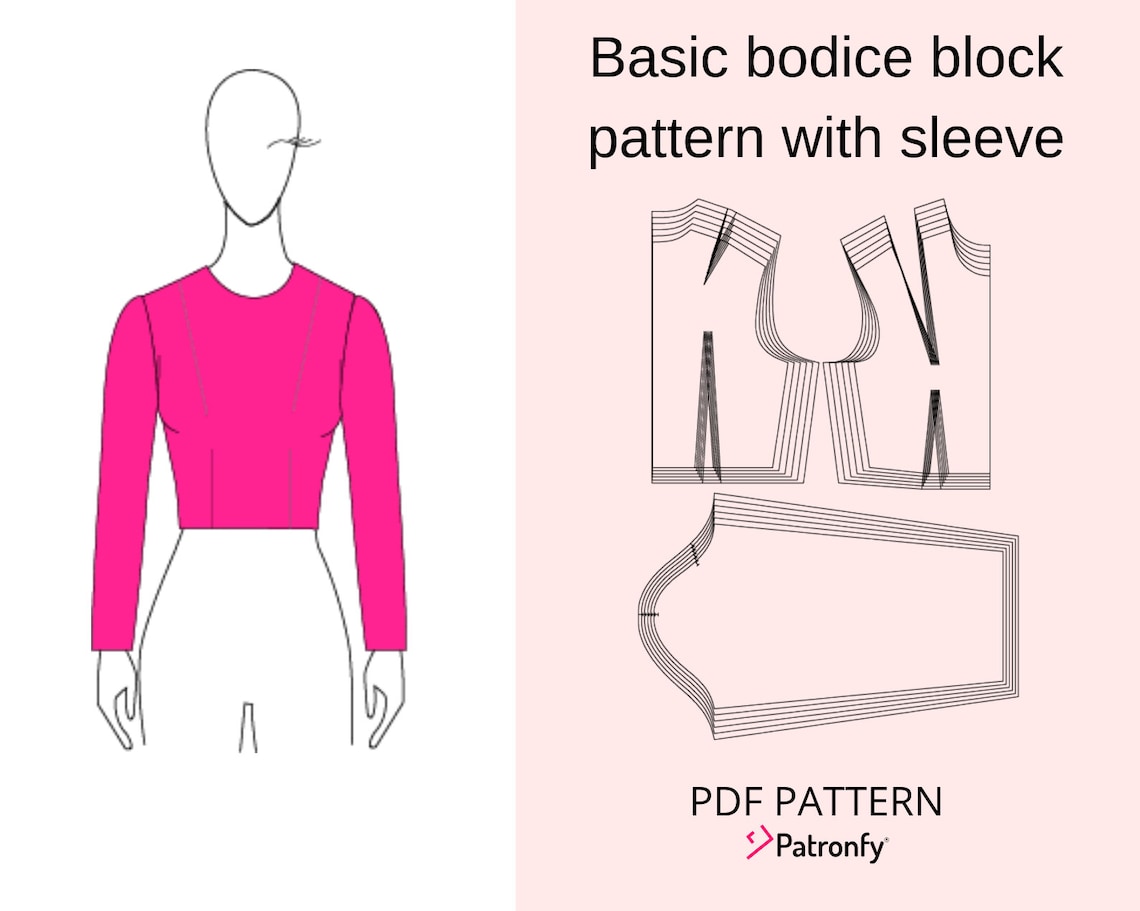 PDF Basic Bodice Block Pattern With Sleeve Digital Pattern | Etsy