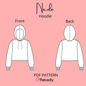 Nicole Hoodie PDF Sewing Pattern Hoodie Pattern Pattern Cropped Hoodie ...