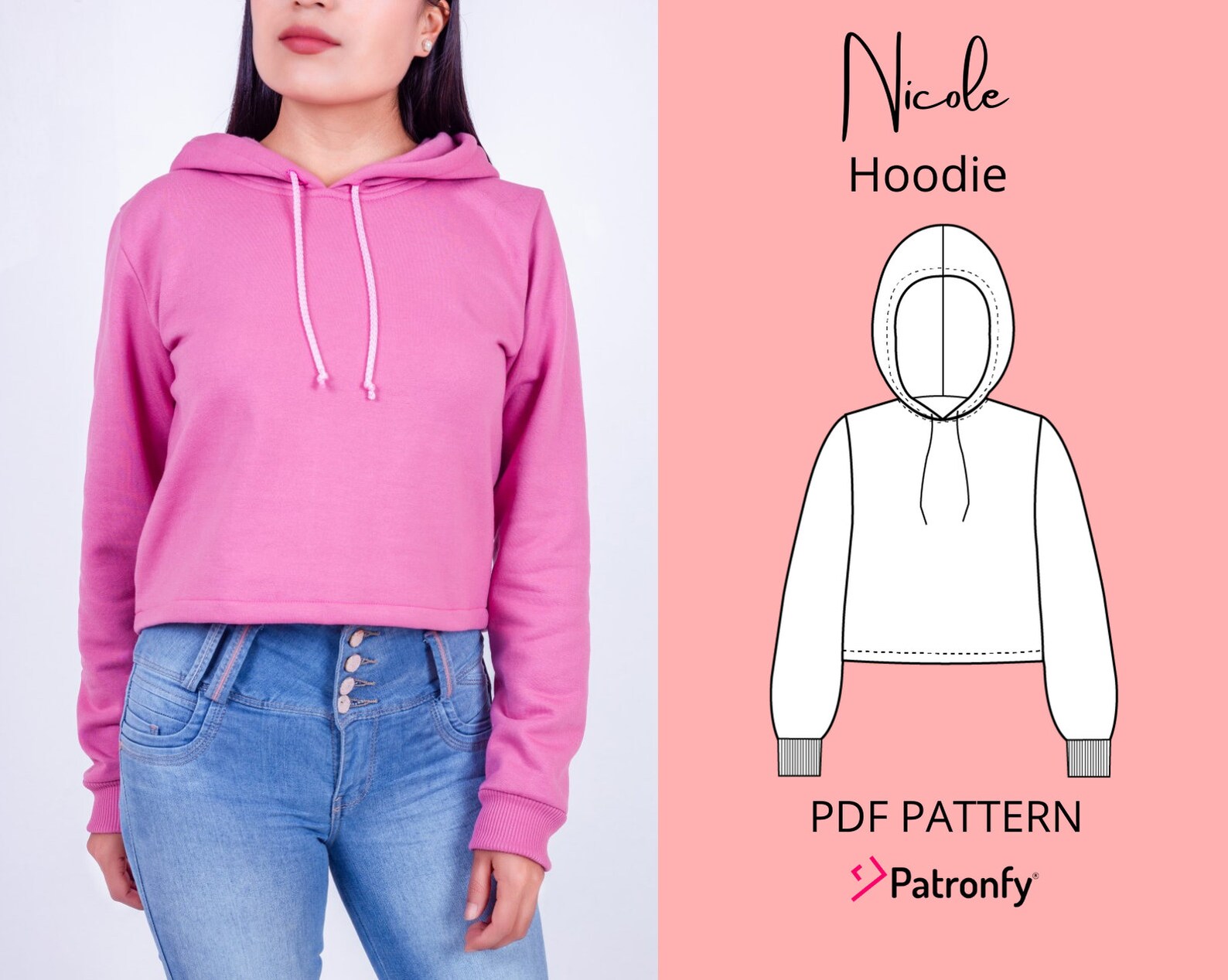 Nicole Hoodie PDF Sewing Pattern Hoodie Pattern Pattern | Etsy