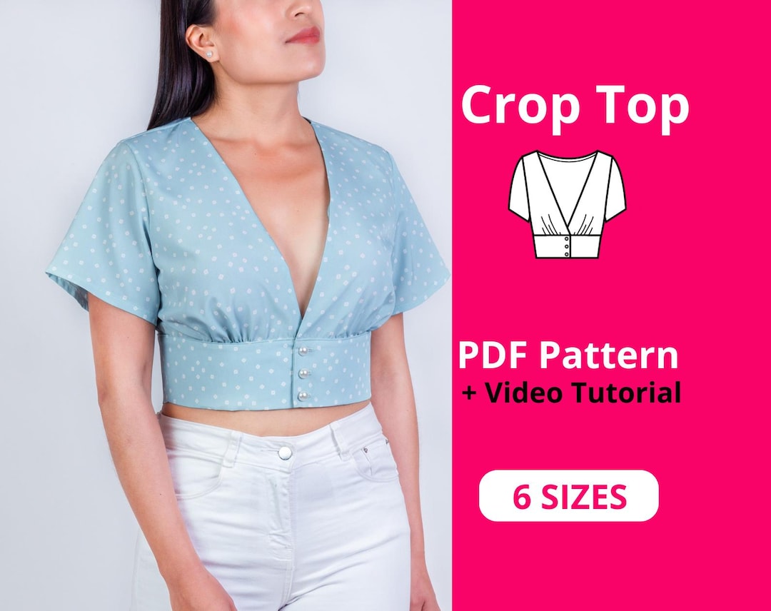 Crop Top Sewing Pattern | Virginia Crop Top Pattern | Blouse Pattern ...