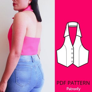 Danna Vest Halter PDF Sewing Pattern Backless Crop Top - Etsy