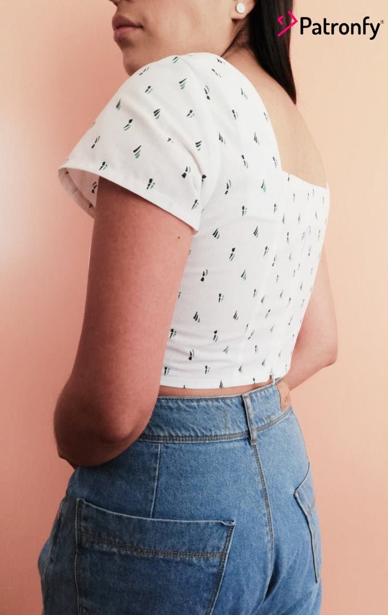 Anahi Crop Top Digital Pdf Sewing Pattern Square Neckline Etsy Canada
