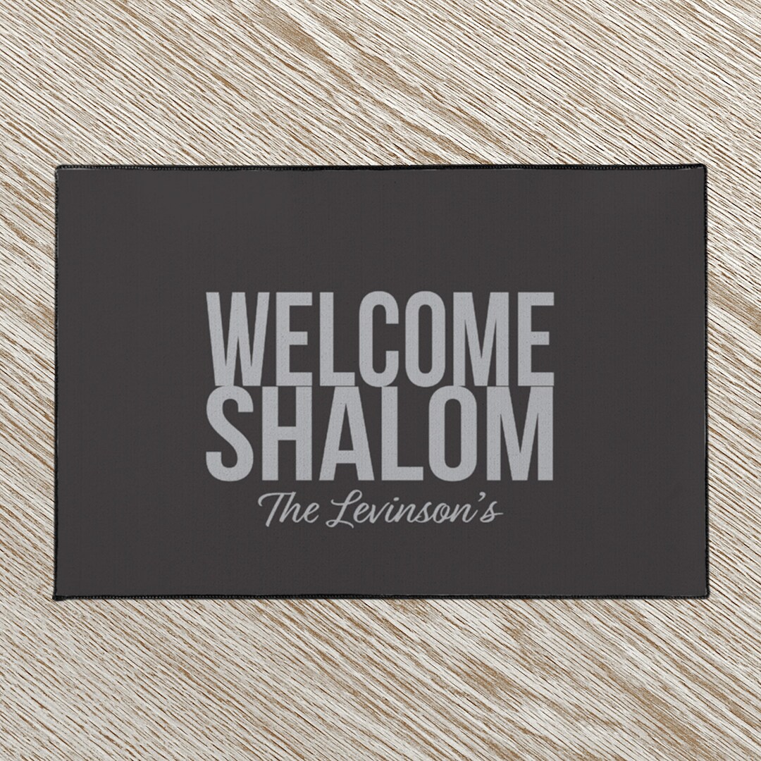 Personalized Jewish Doormat, Welcome Shalom and Custom Name, Jewish ...