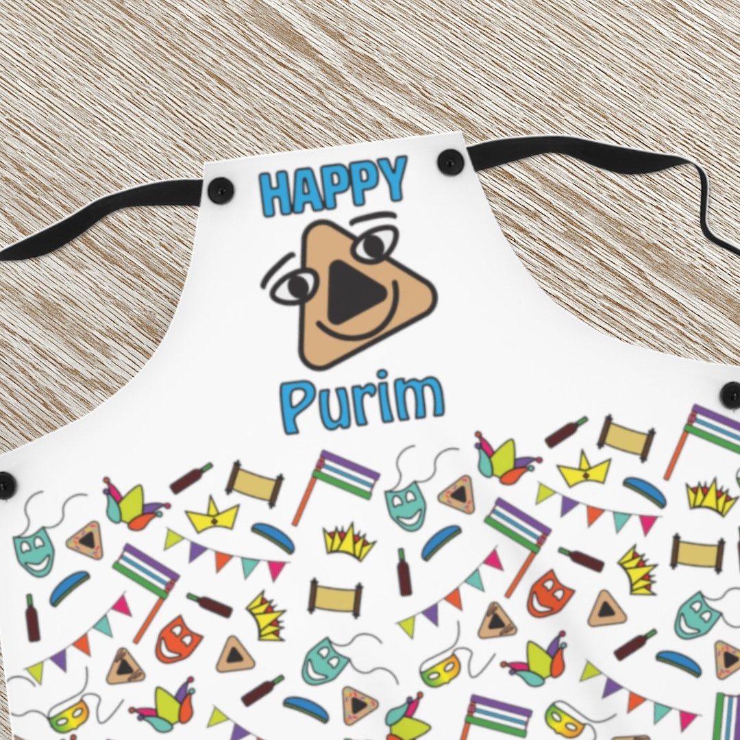 Cute Happy Purim Kitchen Apron, Purim Jewish Holiday Unisex Apron With ...