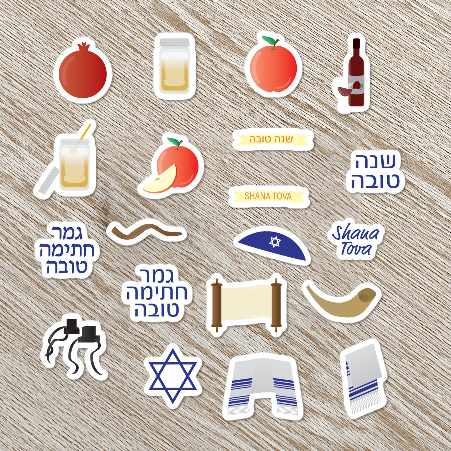 Rosh Hashanah and Yom Kippur Stickers, Jewish New Year Holiday Sticker ...