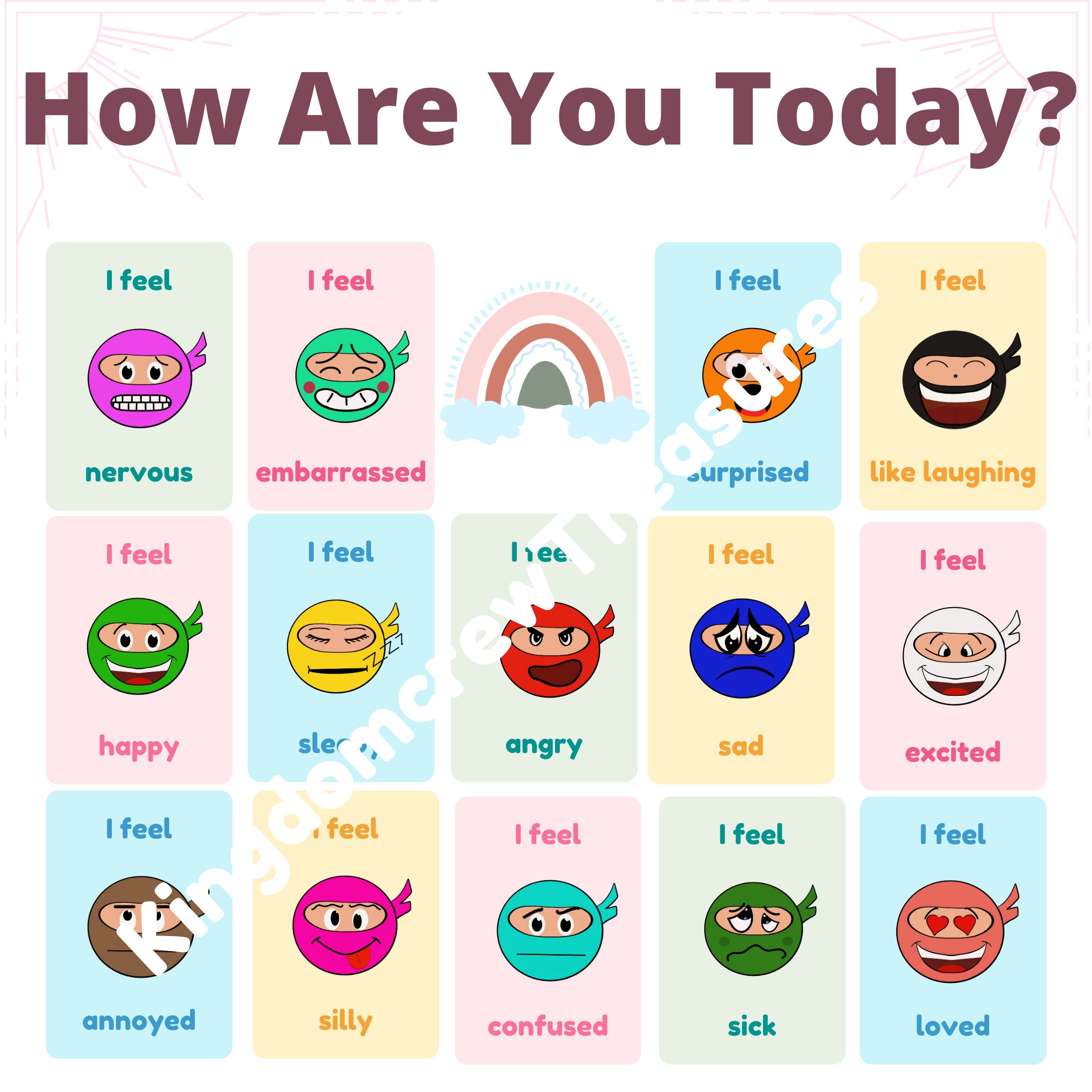 Kids Ninja Feeling Chart | Etsy