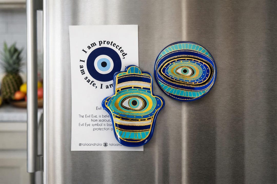 Evil Eye Magnet , Blue Glass Nazar Magnet, Protective Fridge Magnet ...