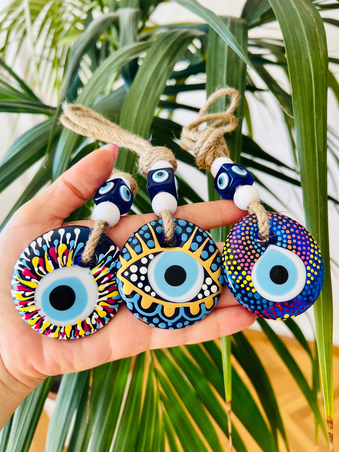 Hand Painted Evil Eye Wall Hanging: Home Protection Decor, Wall Art ...