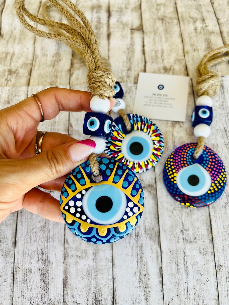 Hand Painted Evil Eye Wall Hanging: Home Protection Decor, Wall Art ...