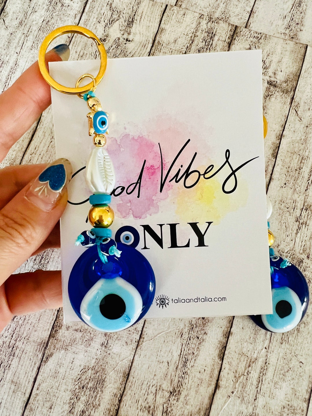 Charm Keychain, Evil Eye Keychain, Flower Charm, Shell Charm, Lucky ...