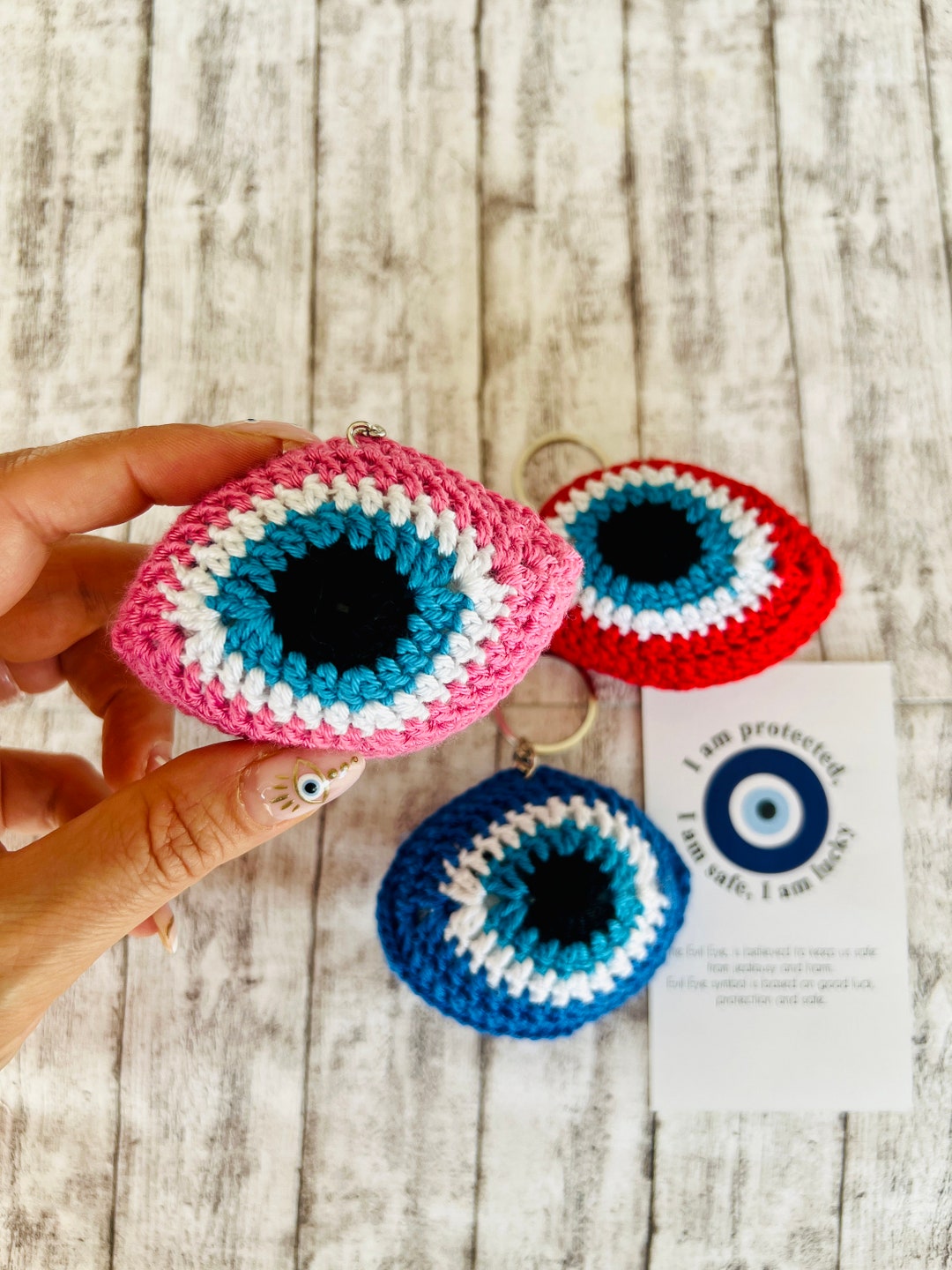 Evil Eye Keychain Macrame Keychain Lucky Evil Eye Keychain, Evil Eye ...