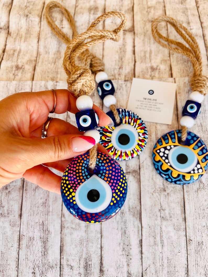 Hand Painted Evil Eye Wall Hanging: Home Protection Decor, Wall Art ...