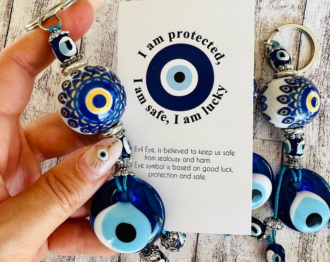 Evil Eye Keychain, Lucky Evil Eye Keychain, Evil Eye Key Ring - Bag ...