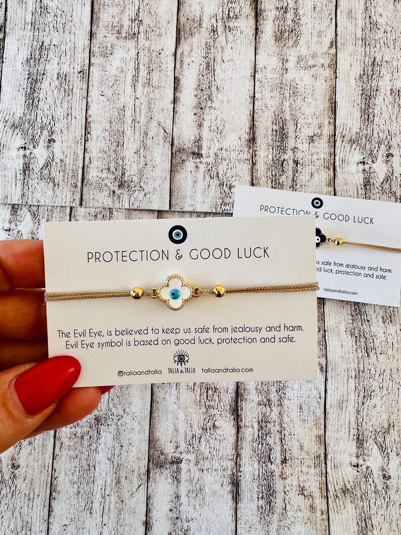 Clover Evil Eye Bracelet, Nazar Protection, Clover Bracelet, Braidsmaid ...