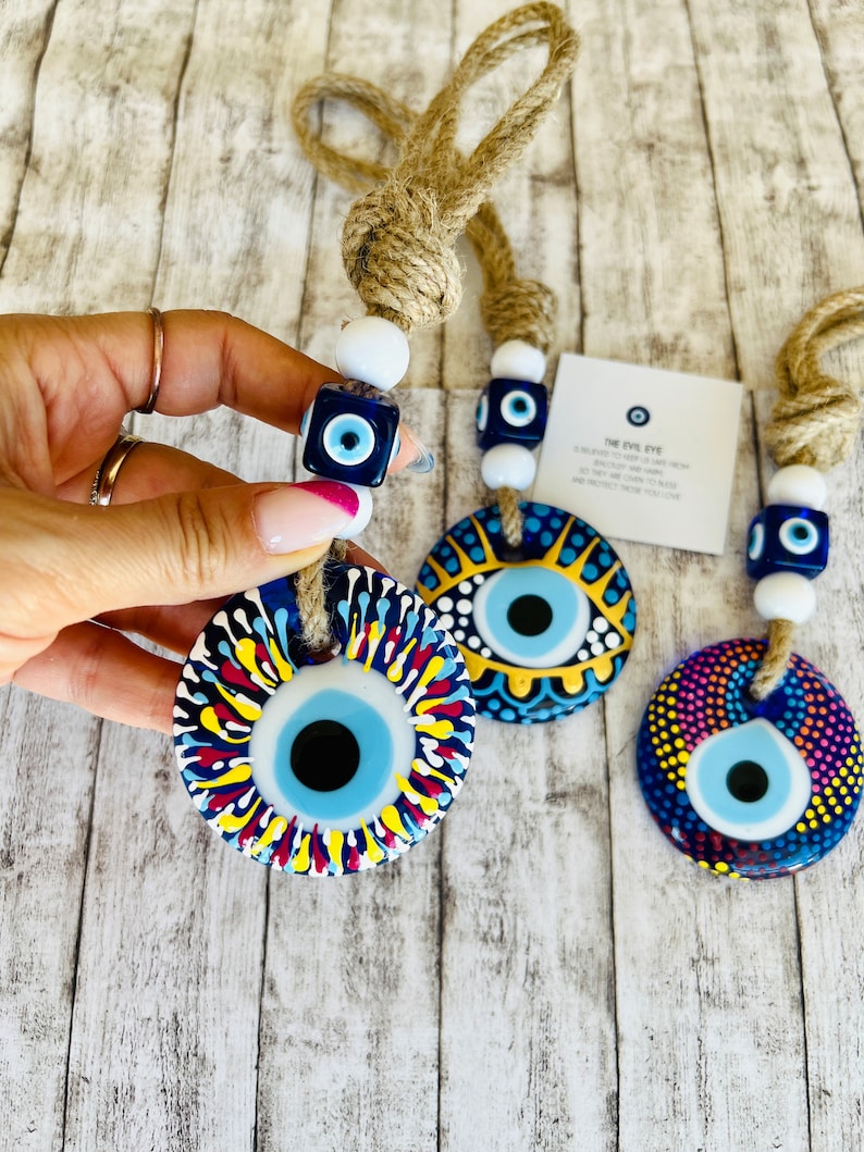 Hand Painted Evil Eye Wall Hanging: Home Protection Decor, Wall Art ...