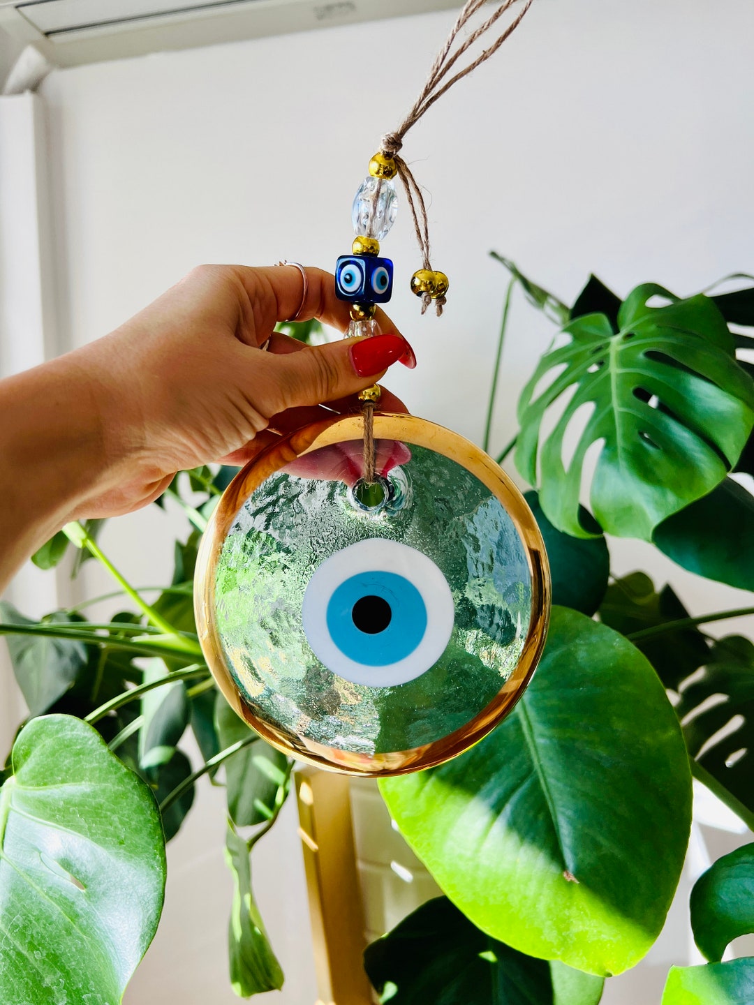 Glass Wall Hanging, Evil Eye Wall Decor, House Protection, Home Decor ...