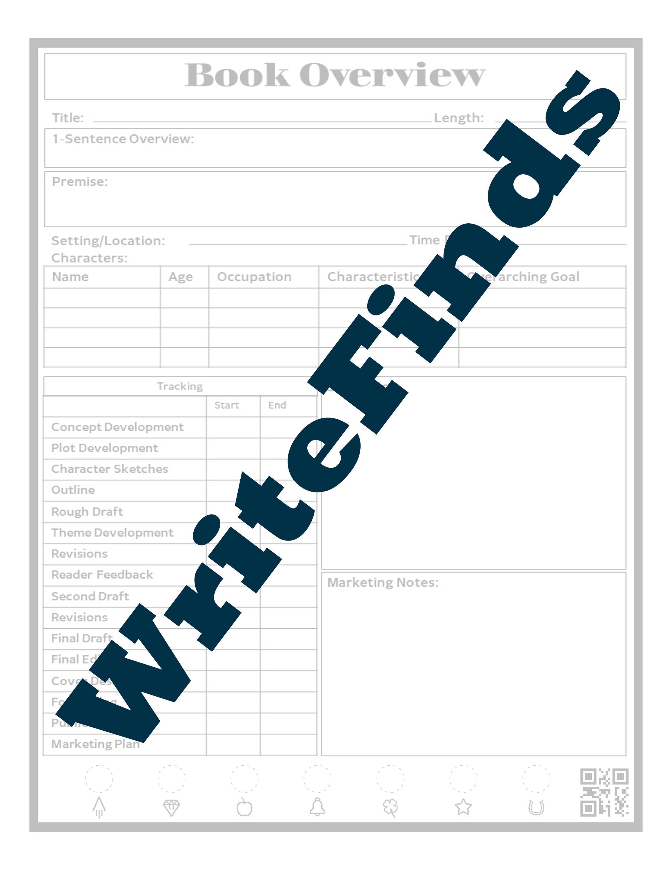 Printable Book Overview for Rocketbook Notebooks, Novel Dashboard for ...