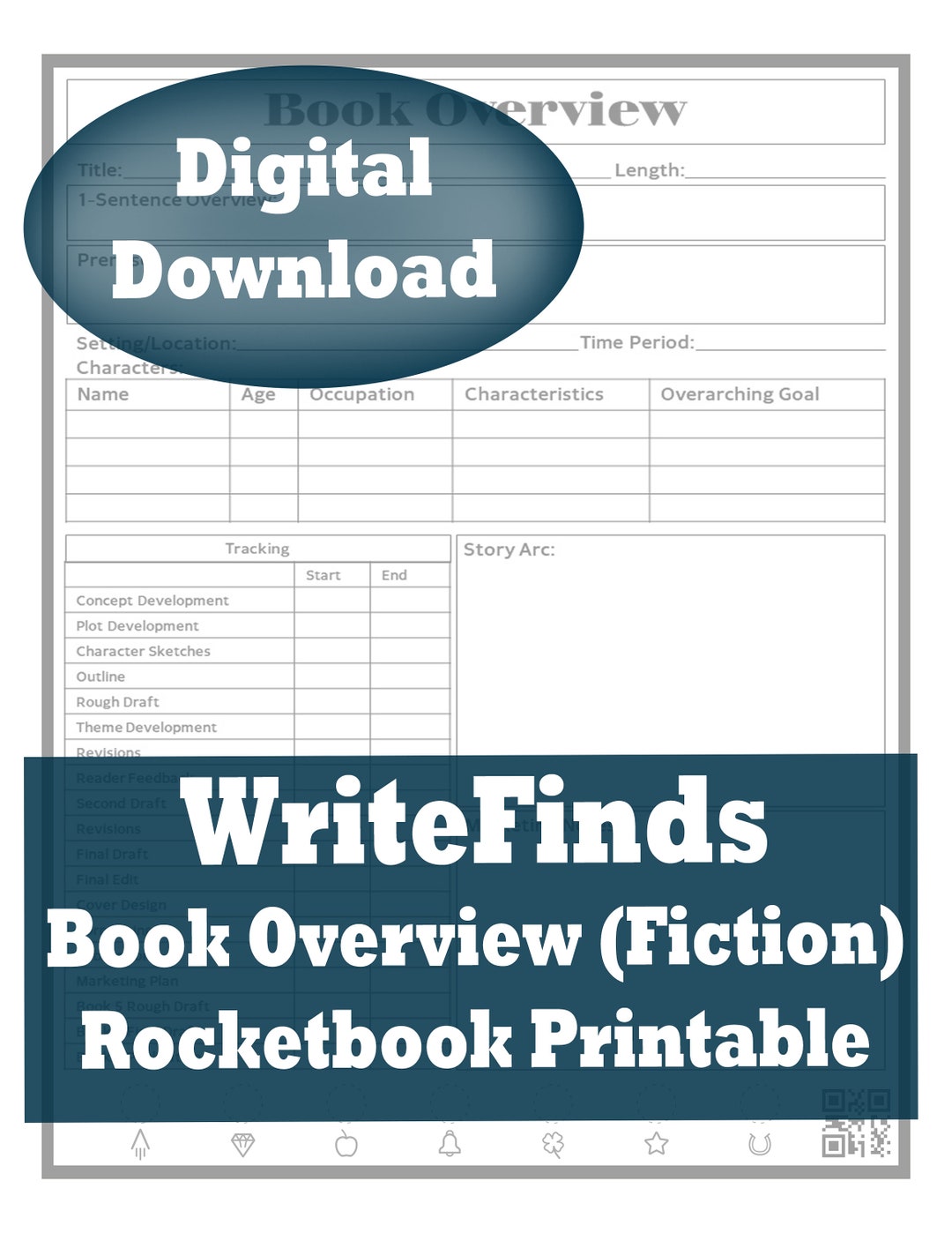 Printable Book Overview for Rocketbook Notebooks, Novel Dashboard for ...