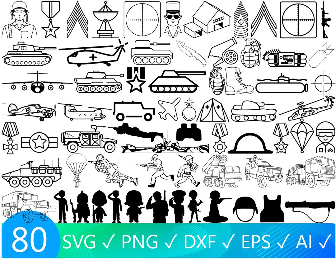 80 Military SVG Designs, Soldier Svg, Military Dxf, Military Png ...