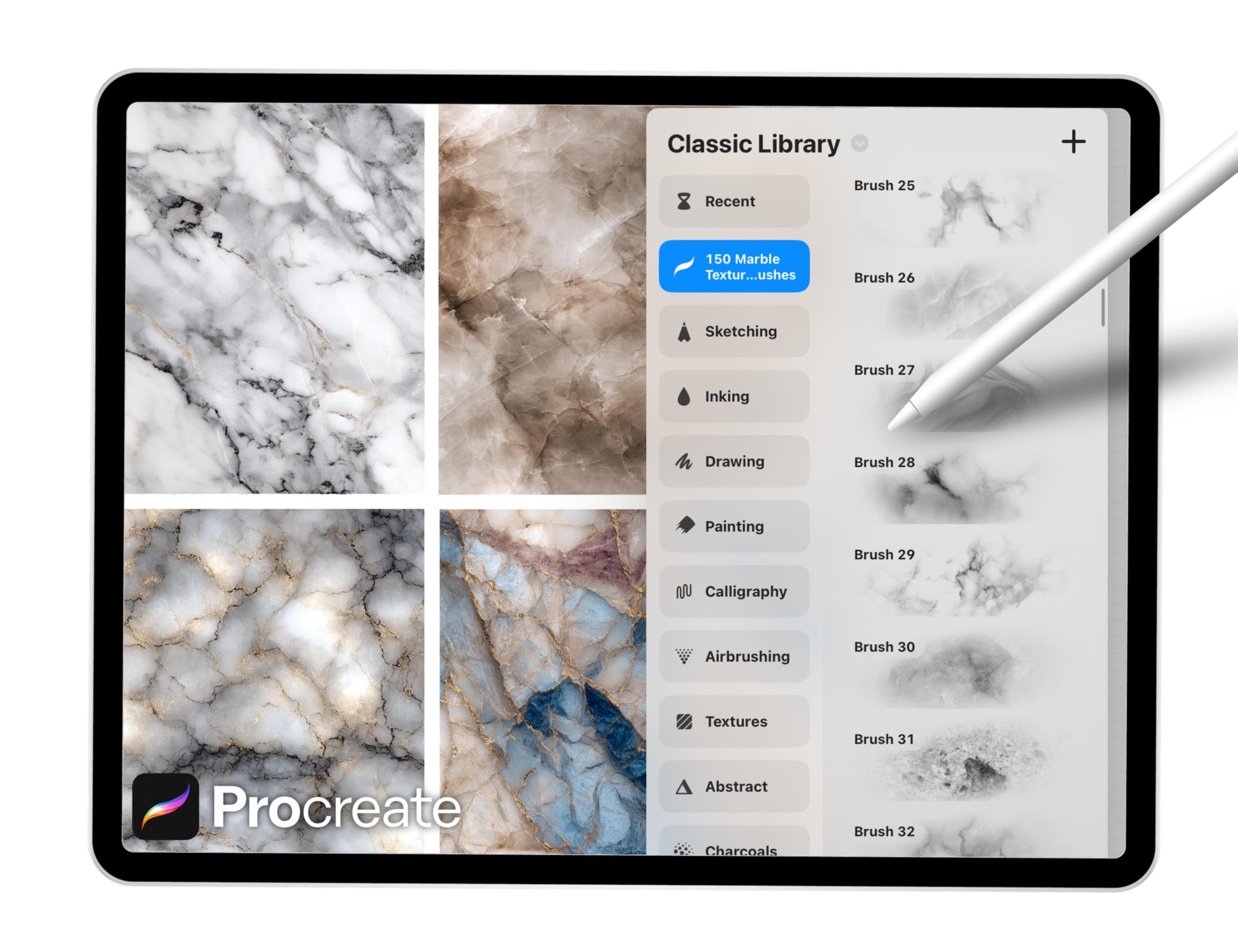 150 Marble Texture Brushes for Procreate – Realistic Stone, Quartz ...