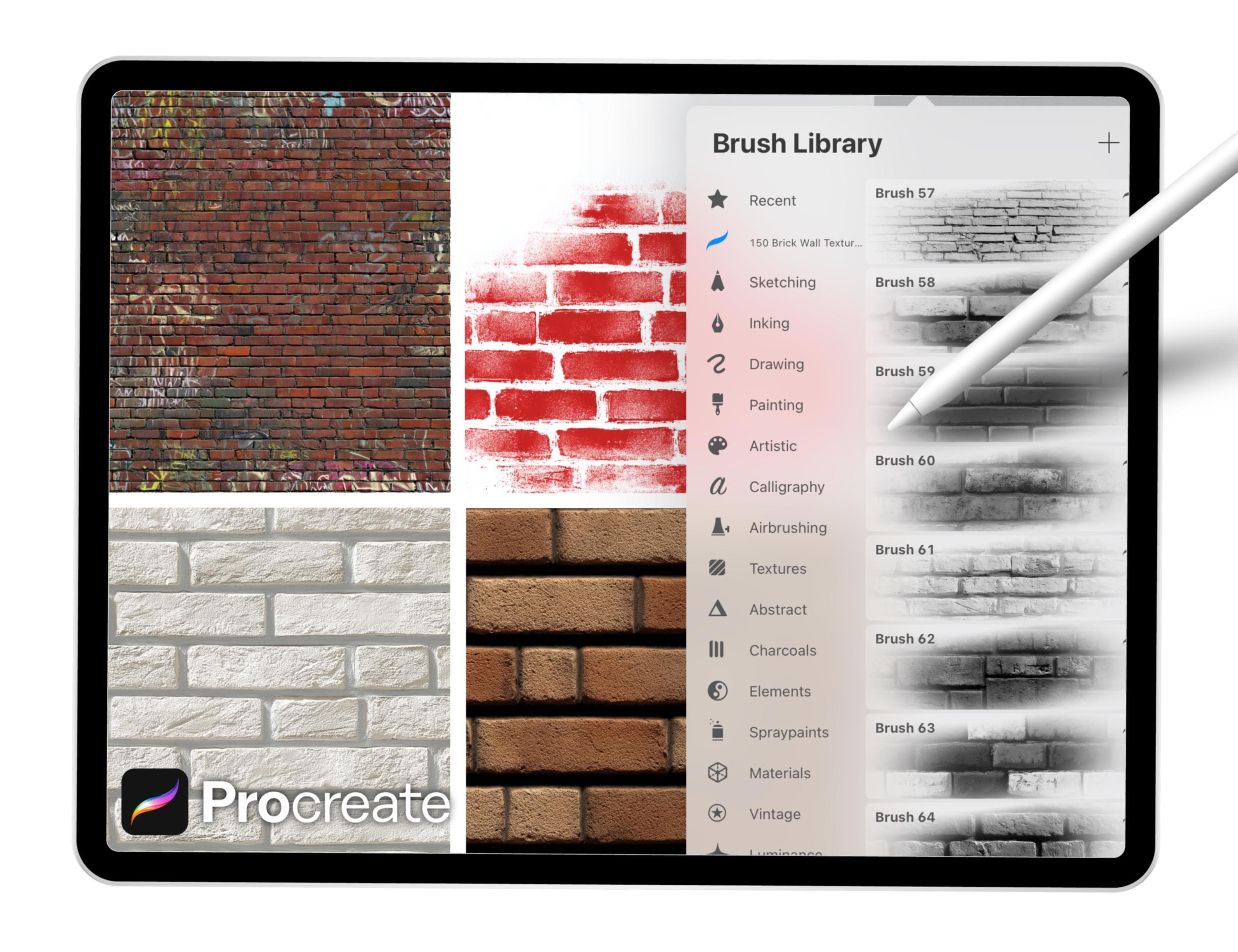 150 Brick Wall Texture Brushes for Procreate – Realistic Brick, Stone ...