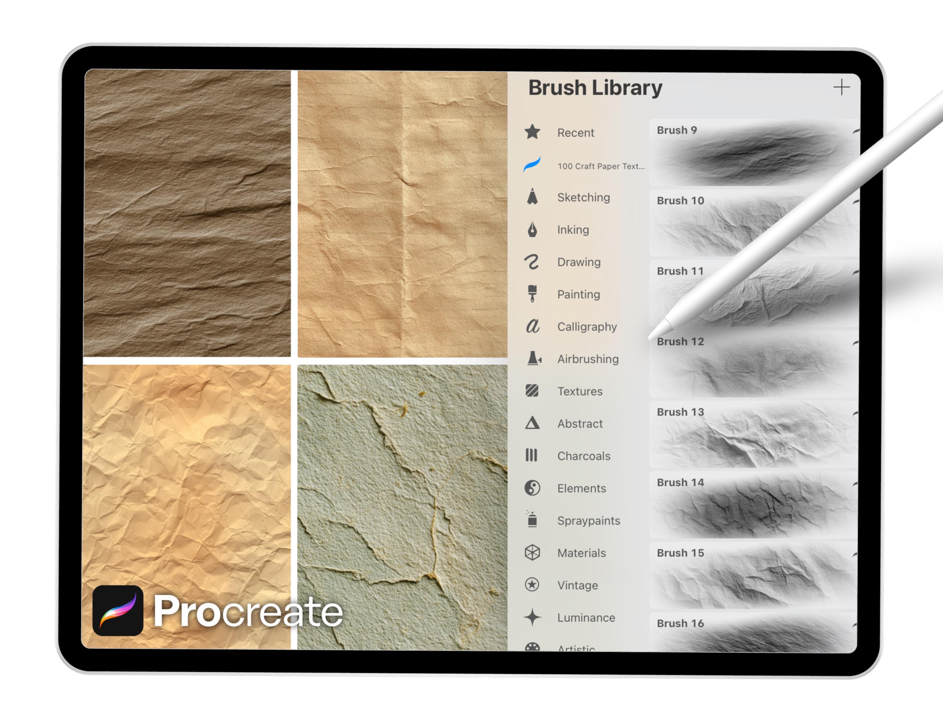 100 Craft Paper Texture Brushes for Procreate – Realistic Paper Brush ...