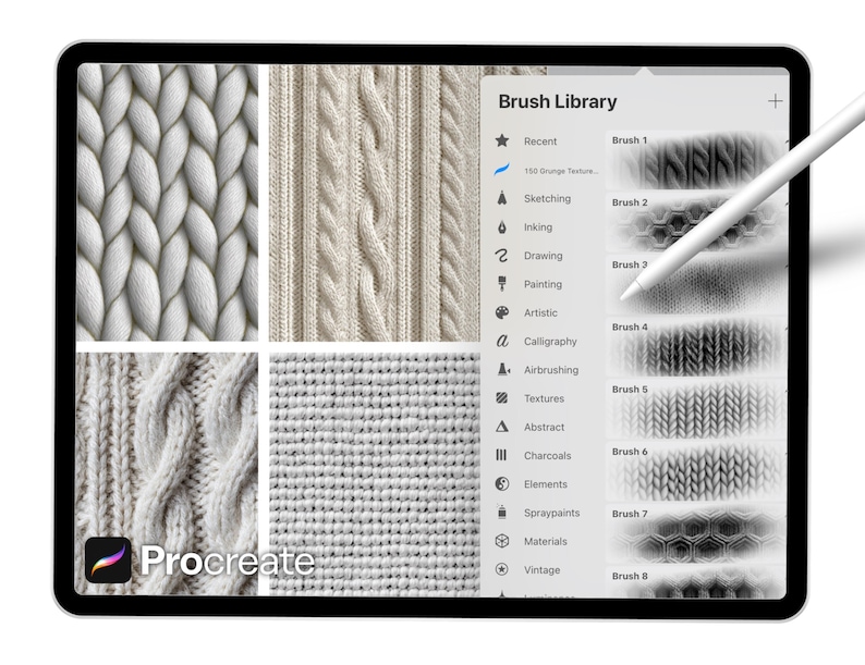 150 Knitting Texture Brushes for Procreate – Yarn, Wool, Crochet ...