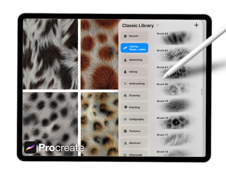 150 Fur Texture Brushes for Procreate – Realistic Hair, Animal & Fluffy ...