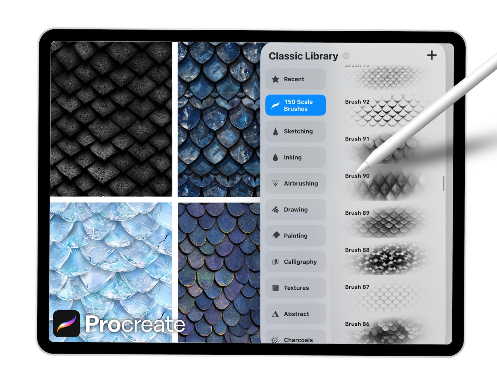 150 Scales Texture Brushes for Procreate – Dragon, Fish, Reptile ...