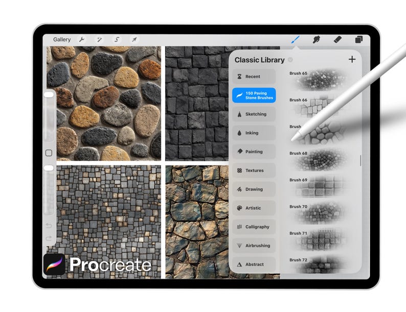 150 Procreate Paving Stone Brushes, Texture Brush Set, Realistic Rock ...