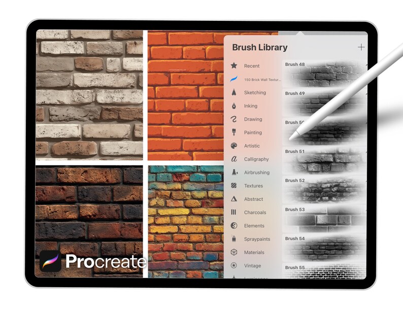 150 Brick Wall Texture Brushes for Procreate – Realistic Brick, Stone ...