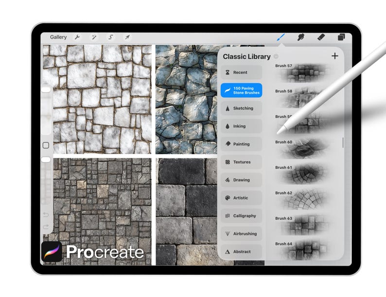 150 Procreate Paving Stone Brushes, Texture Brush Set, Realistic Rock ...