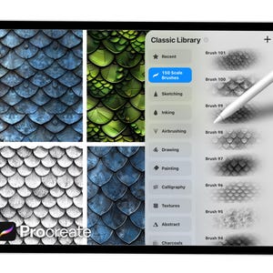 150 Scales Texture Brushes for Procreate – Dragon, Fish, Reptile ...