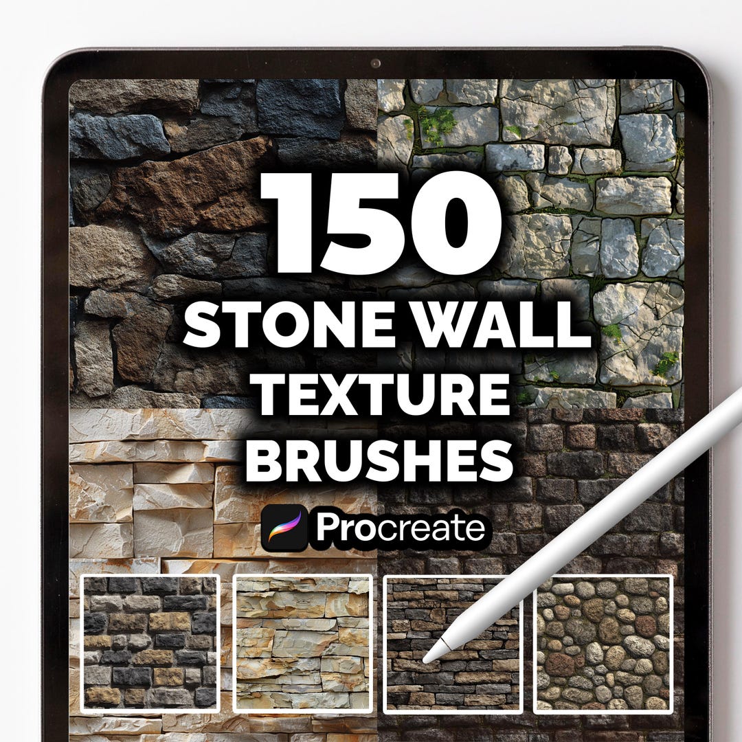 150 Stone Wall Texture Brushes for Procreate – Realistic Brick & Rock ...