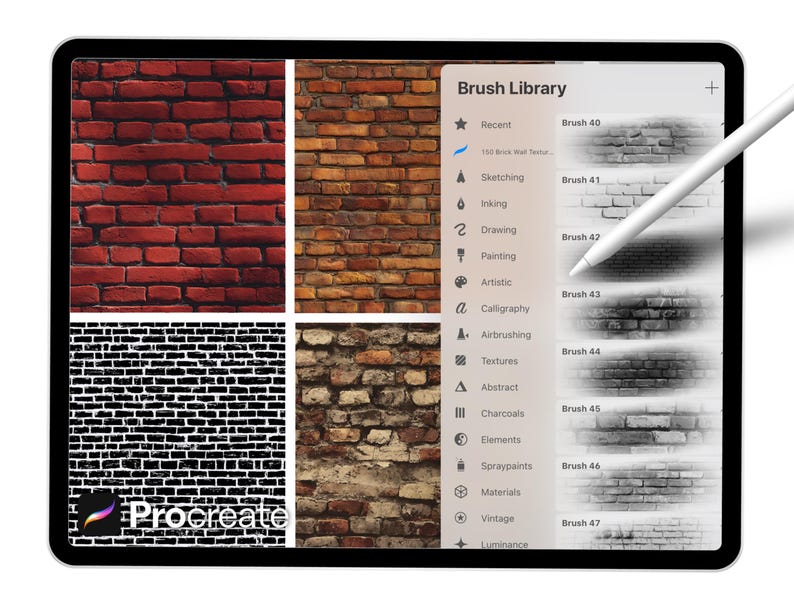 150 Brick Wall Texture Brushes for Procreate – Realistic Brick, Stone ...