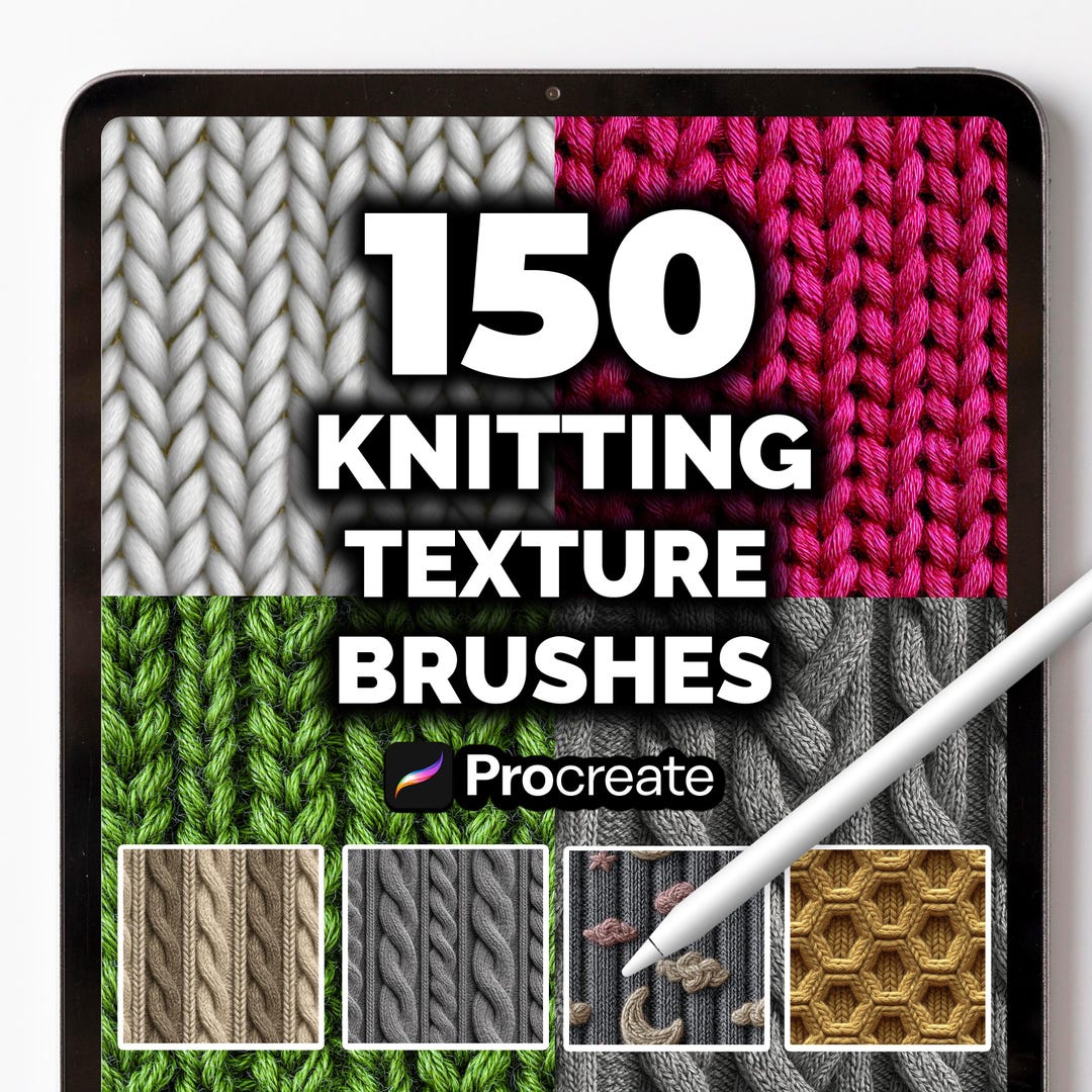 150 Knitting Texture Brushes for Procreate – Yarn, Wool, Crochet ...