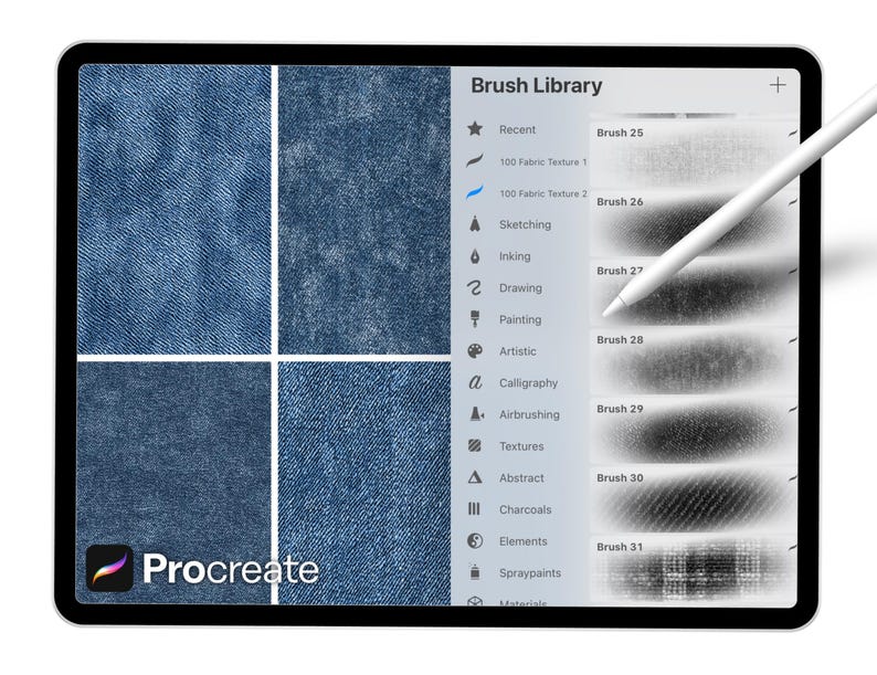 500 Fabric Texture Brushes for Procreate – Realistic Cloth, Textile ...