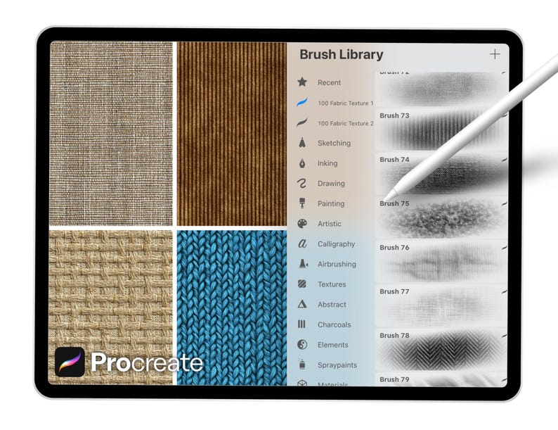 500 Fabric Texture Brushes for Procreate – Realistic Cloth, Textile ...