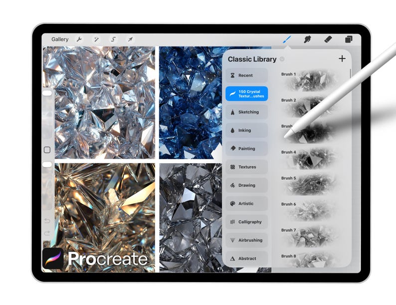 150 Crystal Texture Brushes for Procreate – Gemstone, Glass, Shard ...