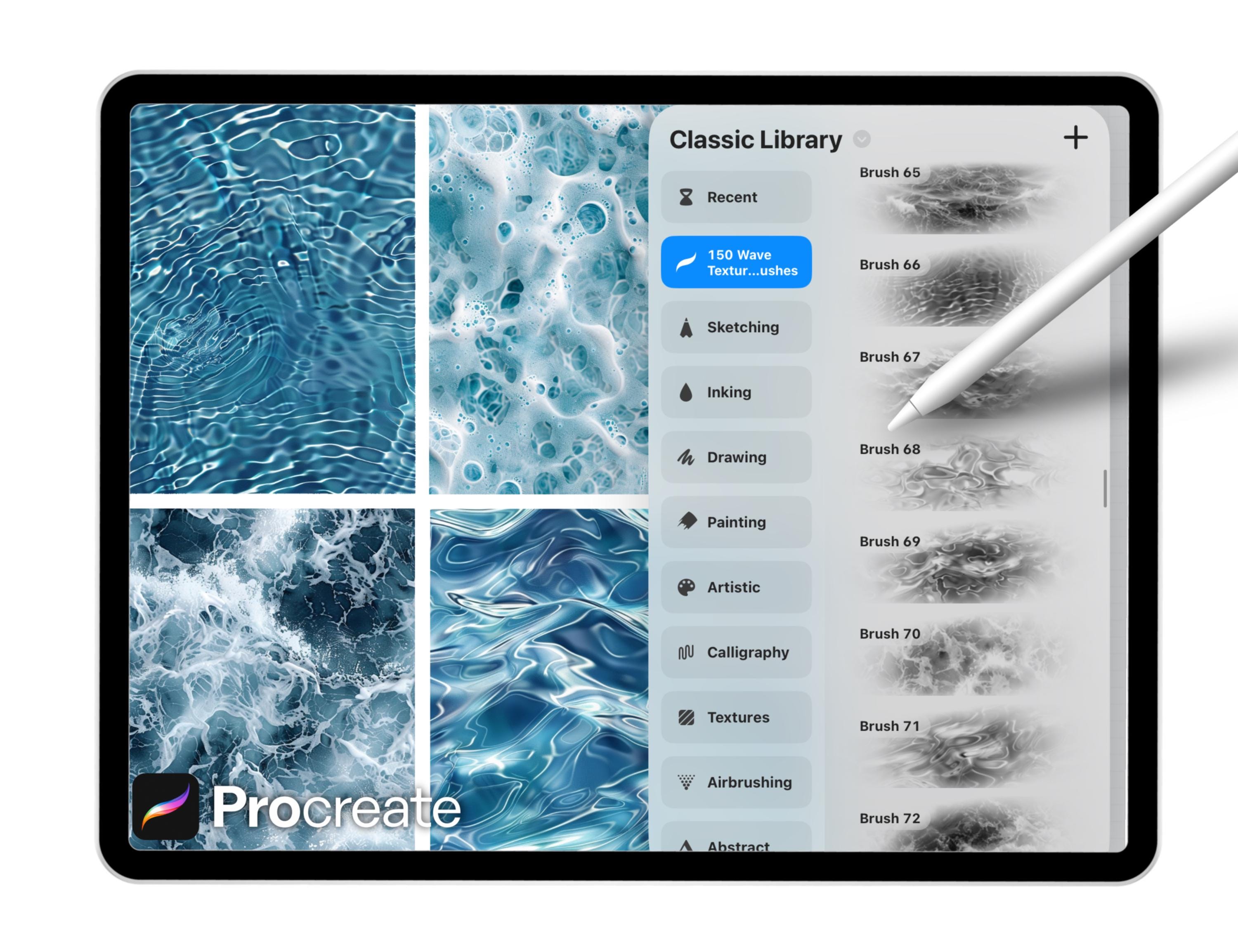 150 Wave Texture Brushes for Procreate – Ocean, Sea, Water Ripple ...