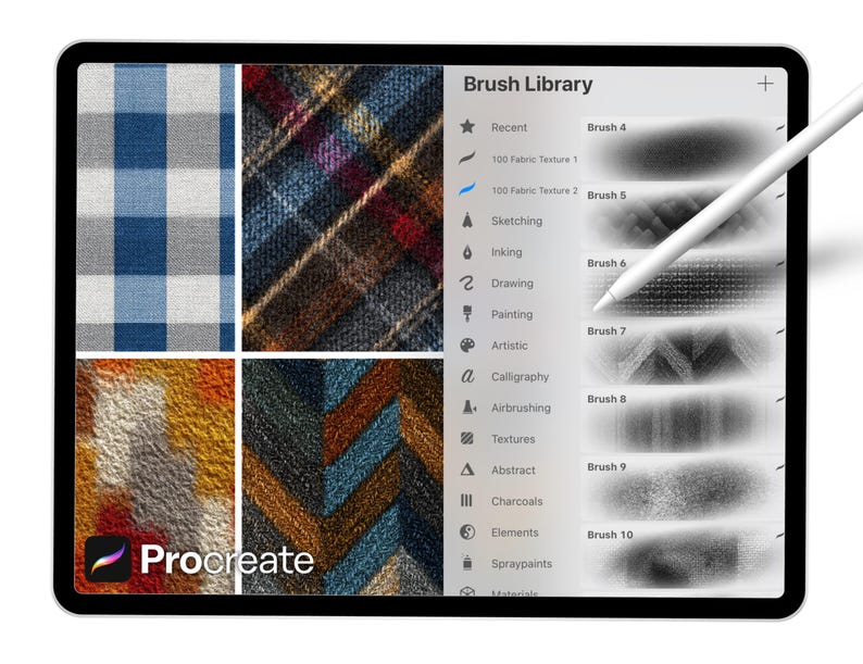 500 Fabric Texture Brushes for Procreate – Realistic Cloth, Textile ...