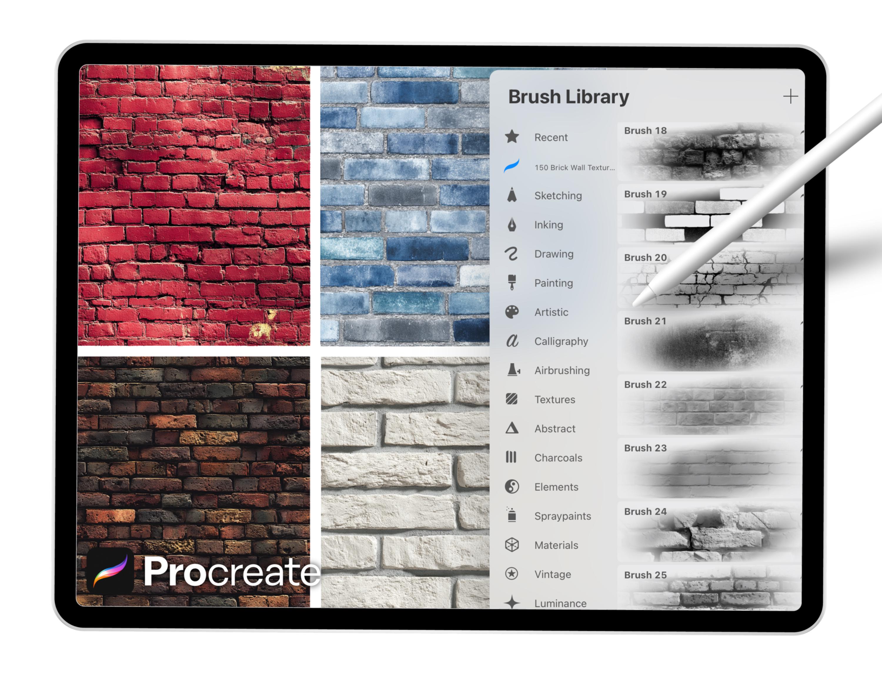150 Brick Wall Texture Brushes for Procreate – Realistic Brick, Stone ...