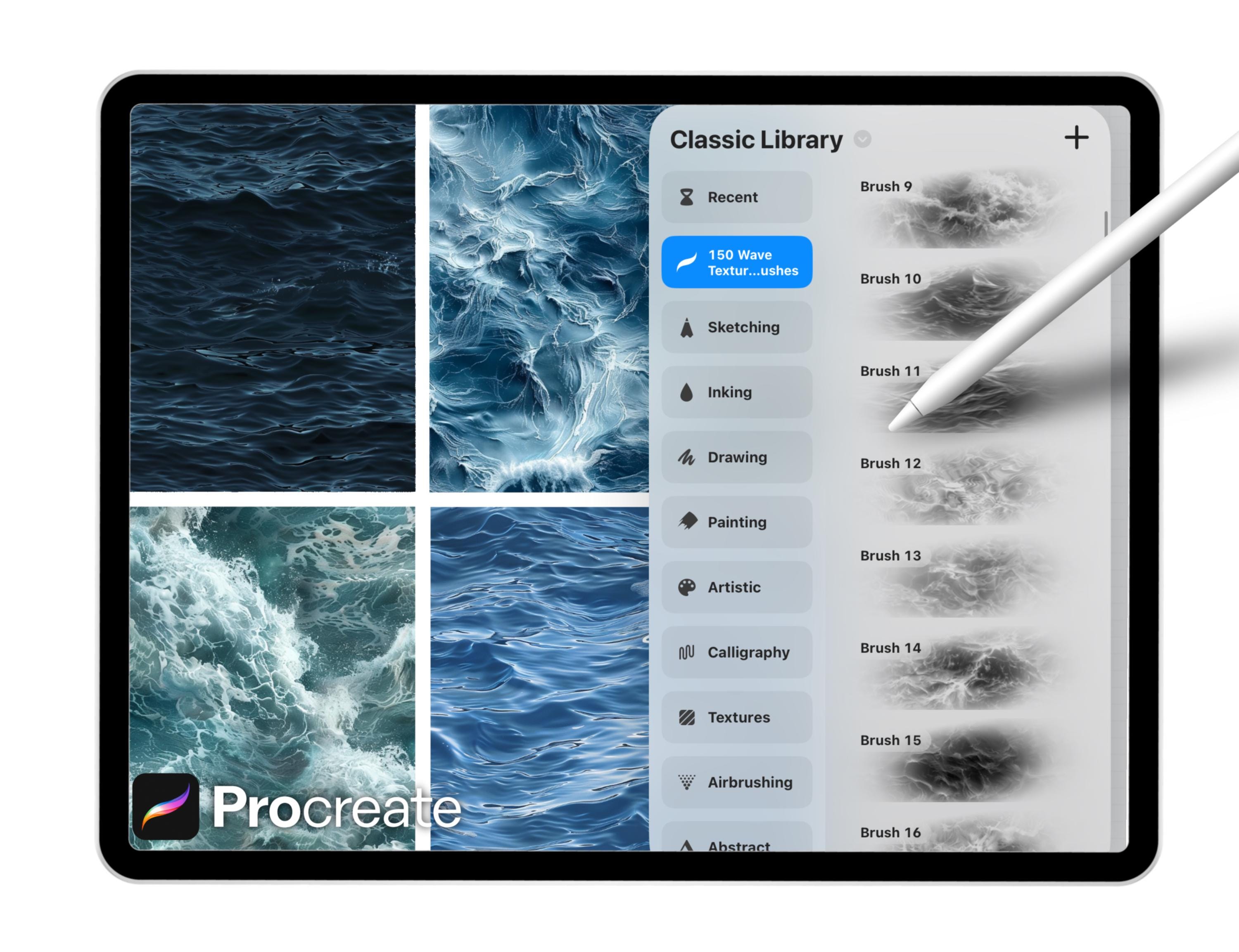150 Wave Texture Brushes for Procreate – Ocean, Sea, Water Ripple ...