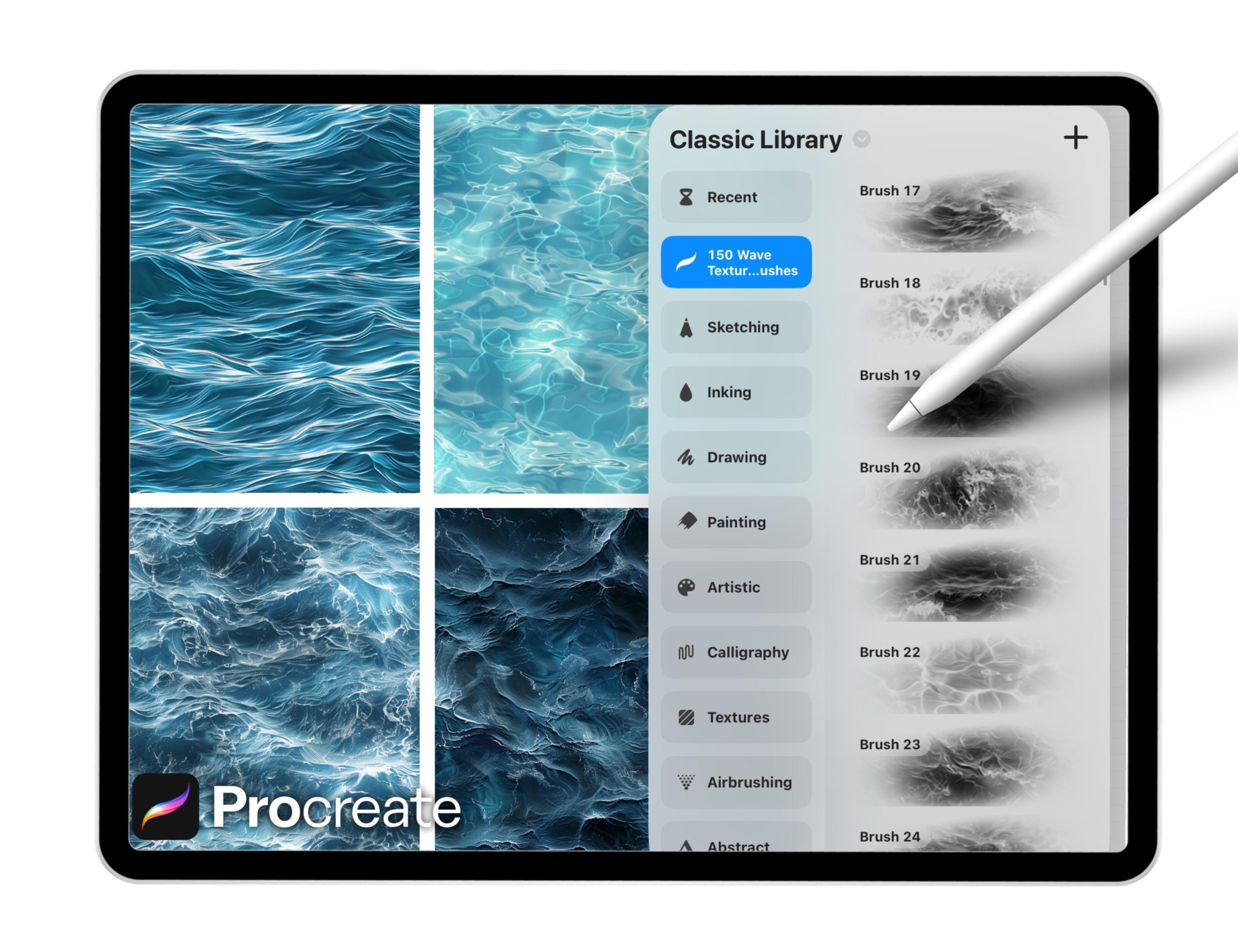 150 Wave Texture Brushes for Procreate – Ocean, Sea, Water Ripple ...